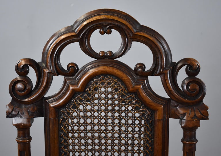 Pair of Walnut Carolean Style High Back Chairs at 1stDibs
