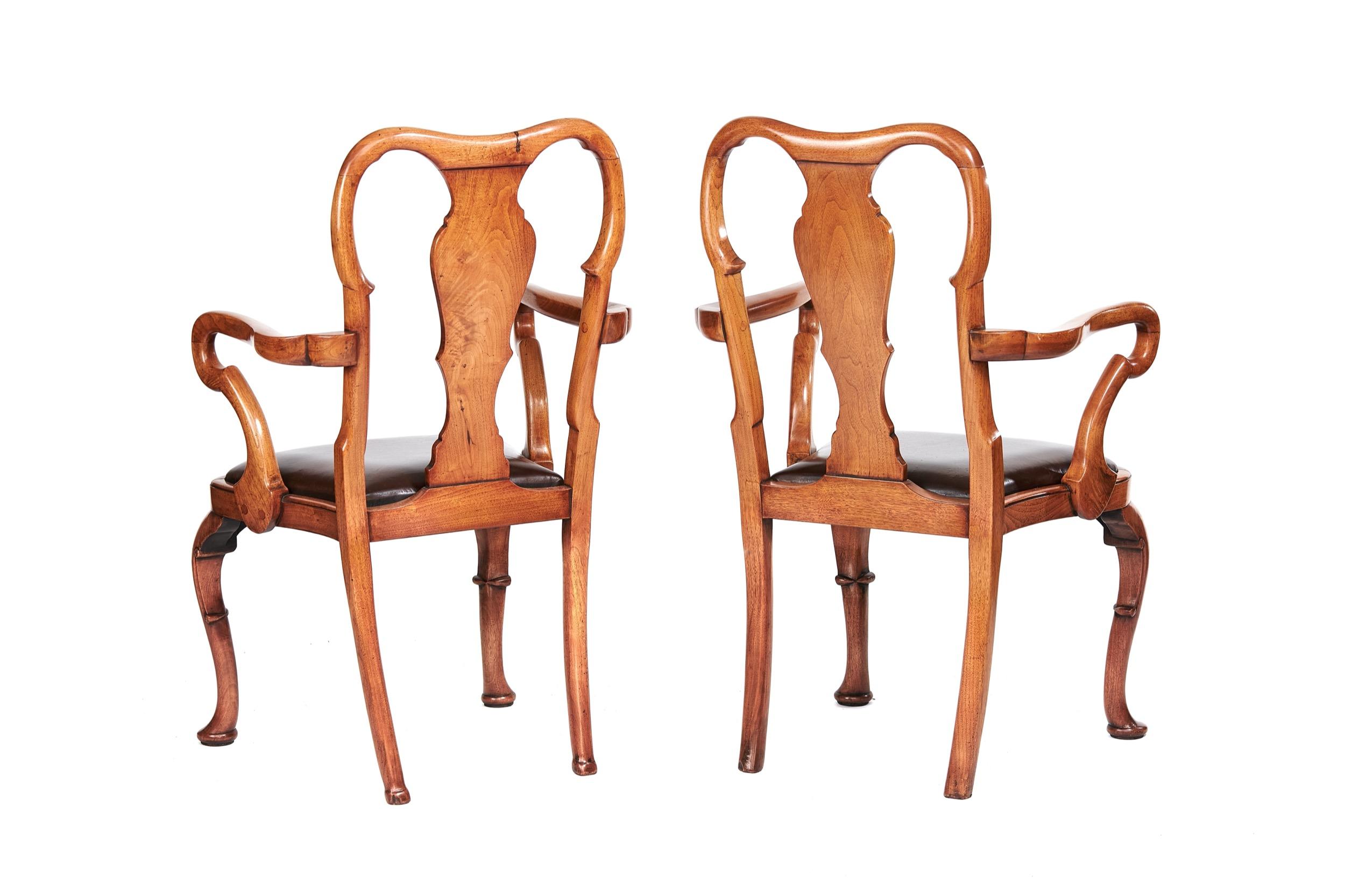 Pair Walnut Elbow Chairs in the Queen Anne Style circa 1920s at 1stDibs ...