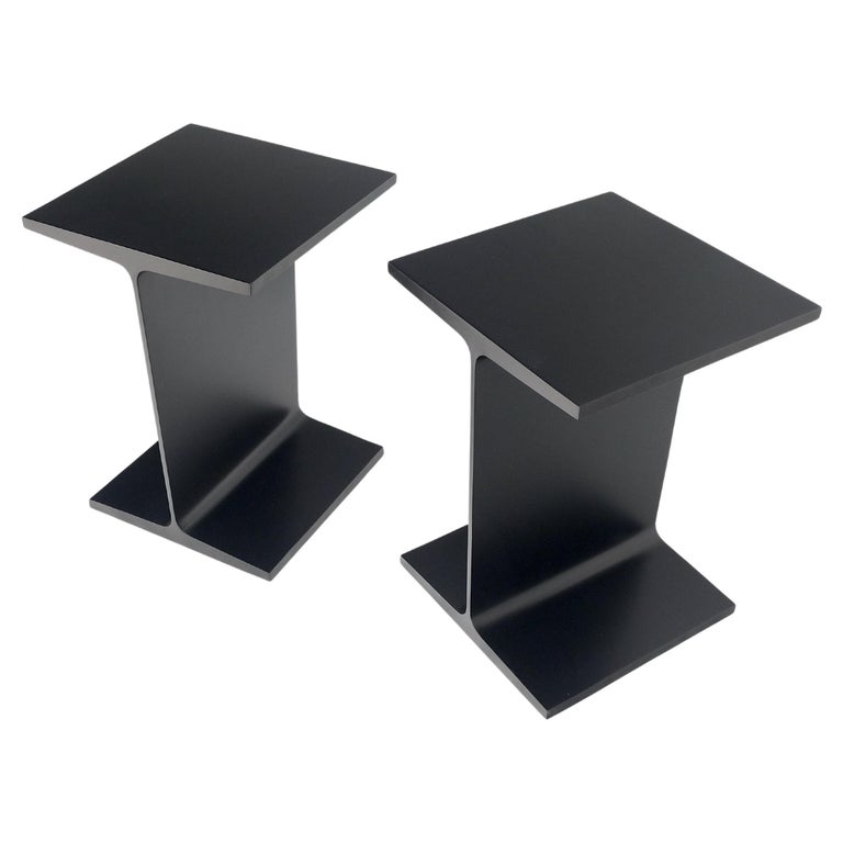 Pair Ward Bennet Black Enamel i Beam End Side Occasional Tables Stands ...