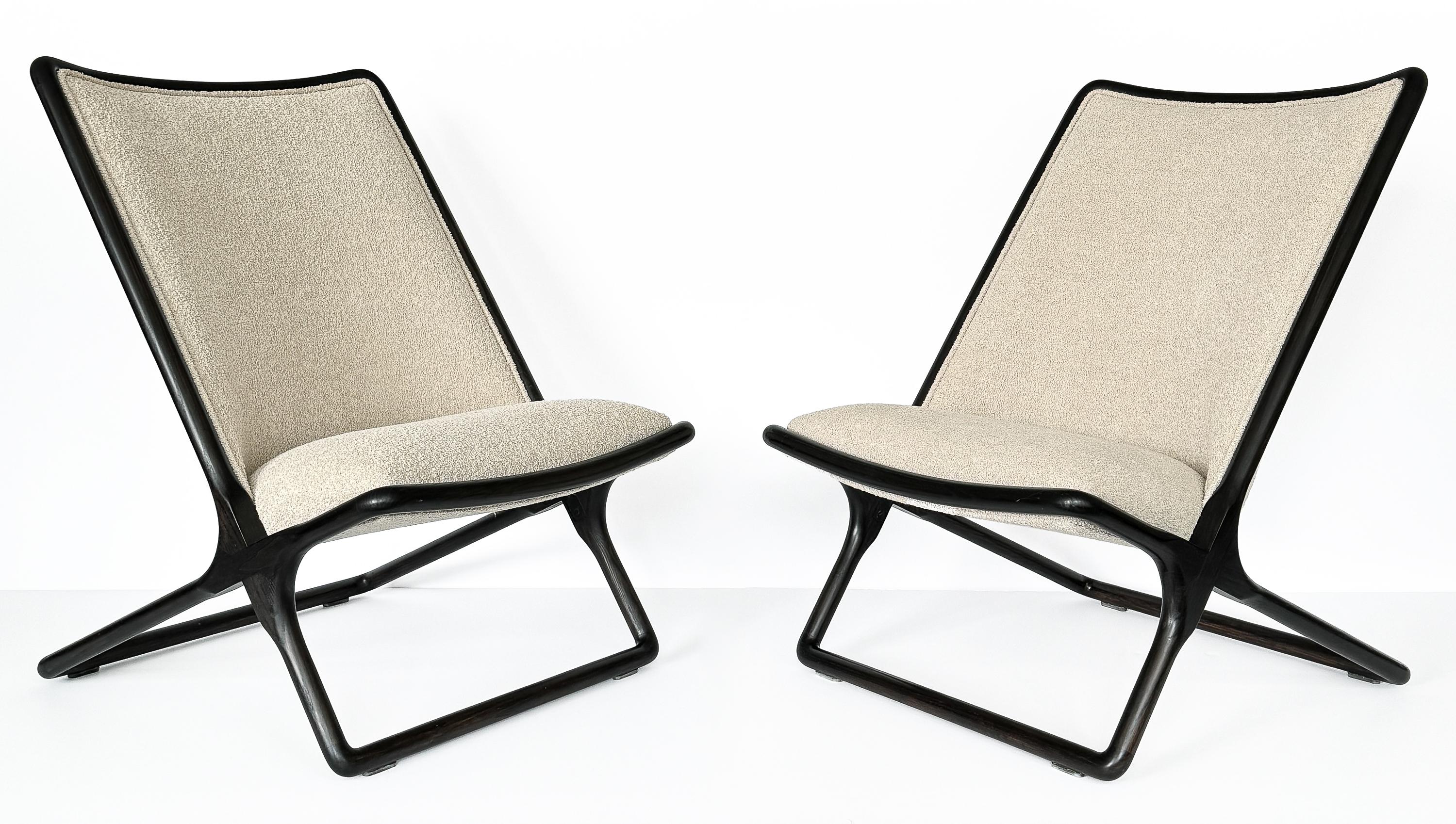 Pair Ward Bennett Scissor Lounge Chairs For Sale at 1stDibs