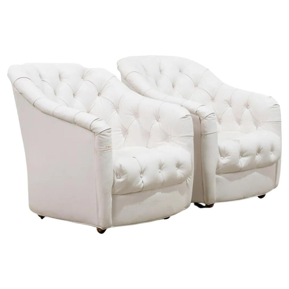 Button Tufted Leather Club Chair by Ward Bennett at 1stDibs