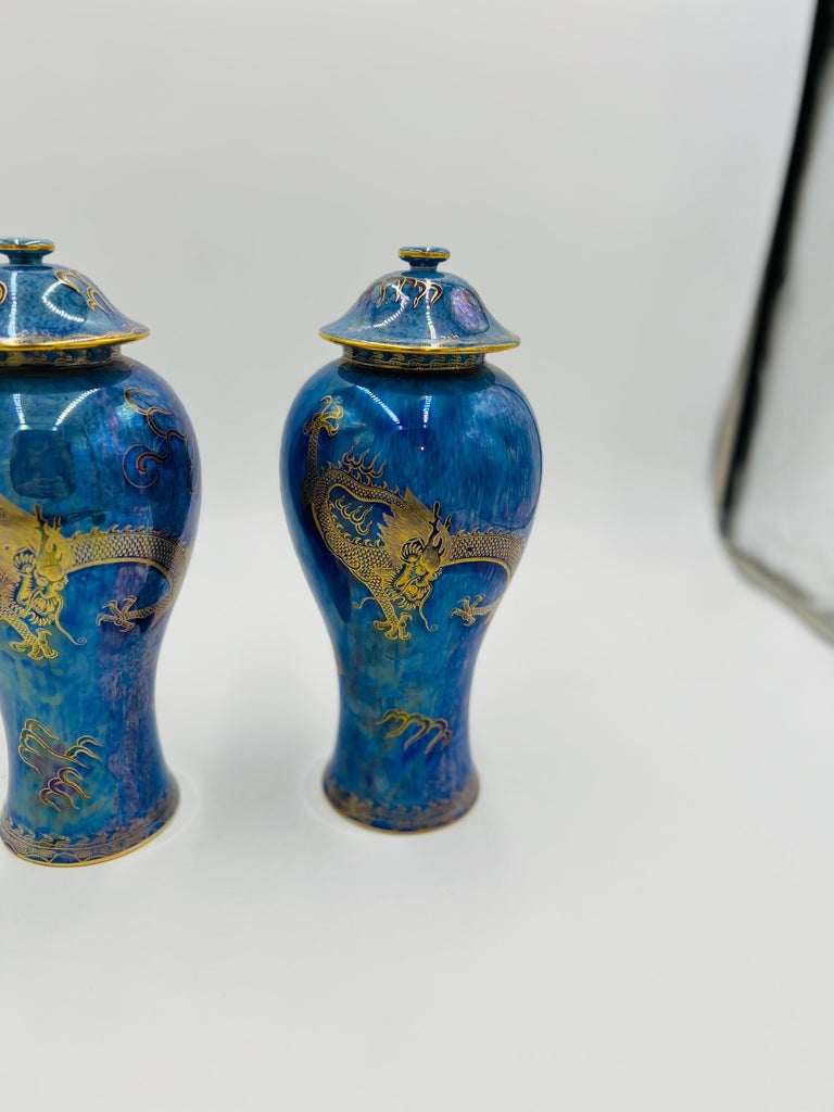 Pair, Wedgwood Fairyland Lustre Celestial Dragon Urns, circa 1920 For ...