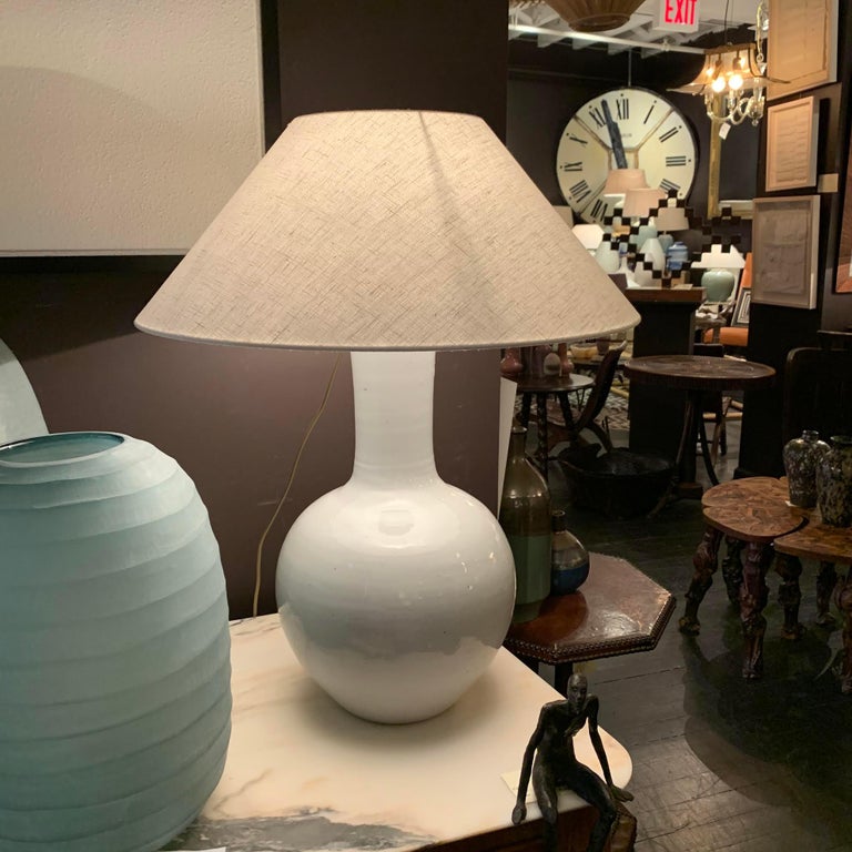 Pair of White Ceramic Long Neck Shaped Lamps With Shades, China ...