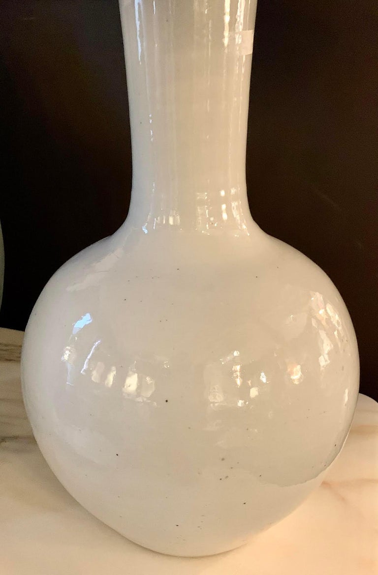 Pair of White Ceramic Long Neck Shaped Lamps With Shades, China ...