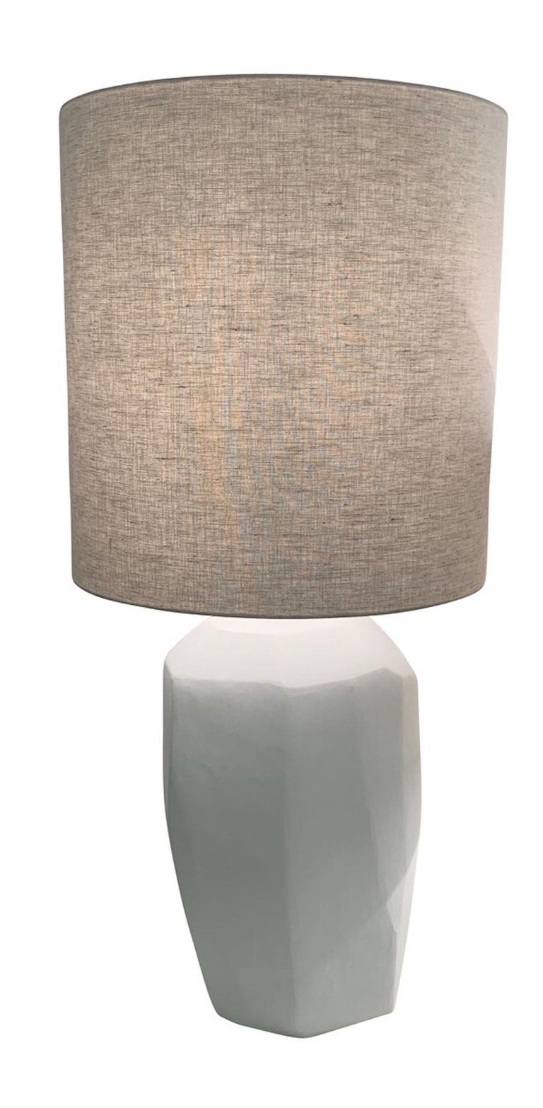 Pair of White Opaque Glass Cubist Design Lamps, Romania, Contemporary ...