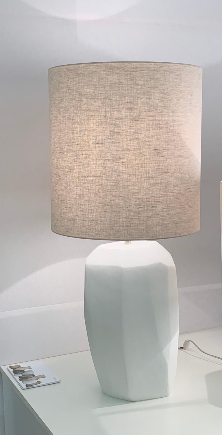 Pair of White Opaque Glass Cubist Design Lamps, Romania, Contemporary ...