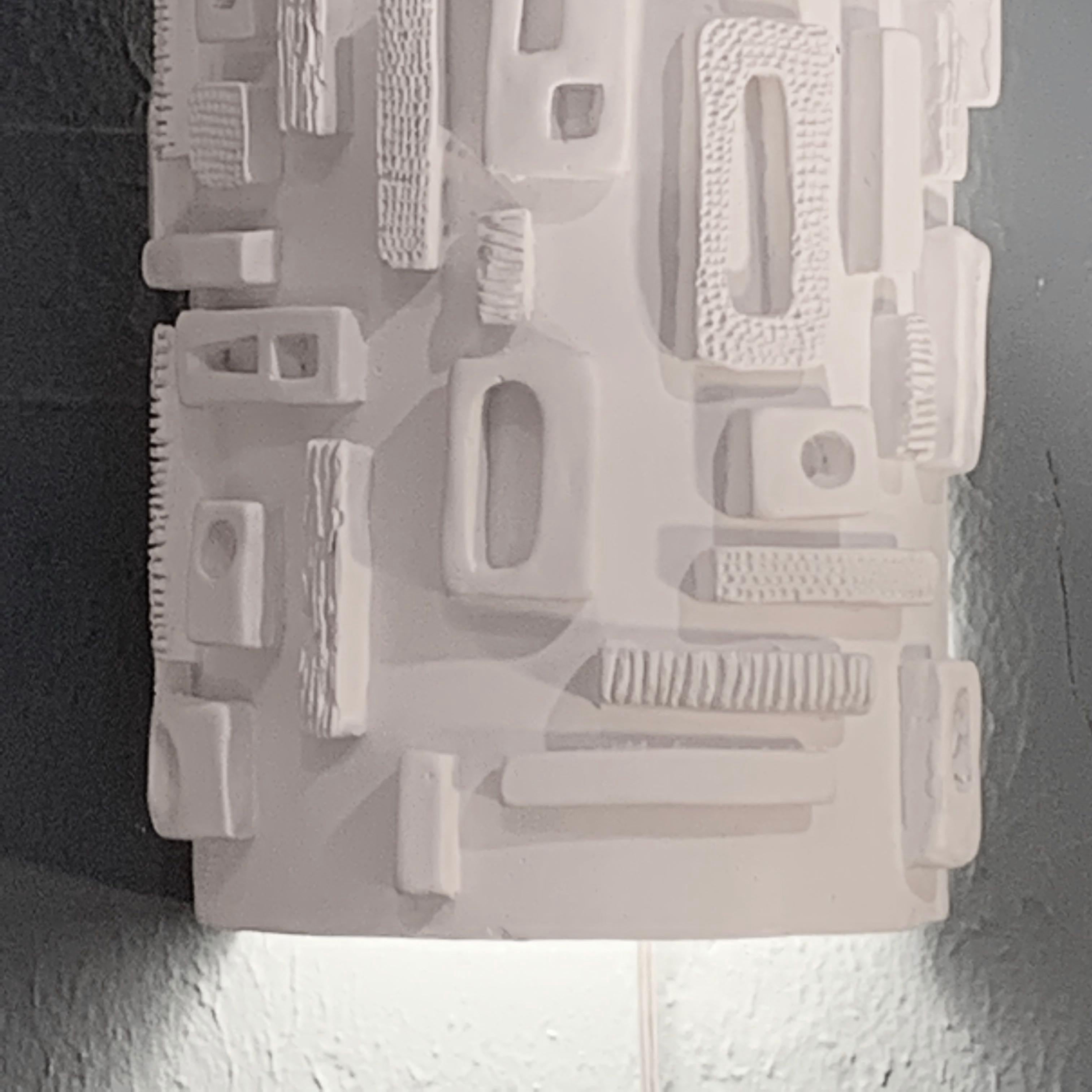 White Hand Carved Pair of Plaster Sconces, France, Contemporary at ...