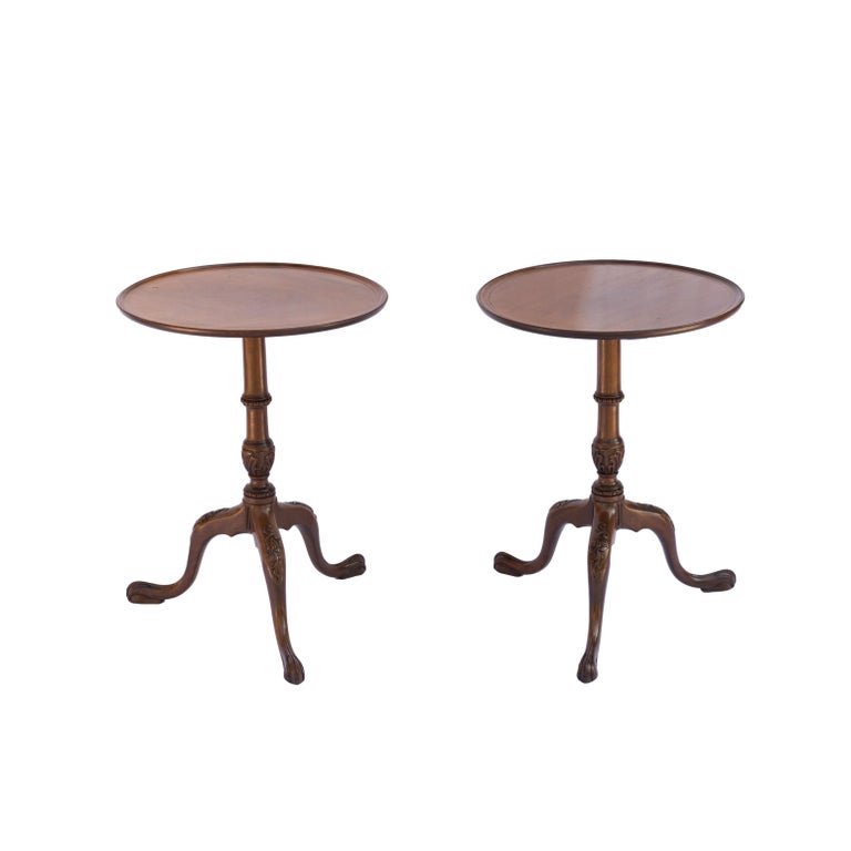 PAIR William IV Solid Mahogany Wine Tables, One Board Tops, English, ca ...