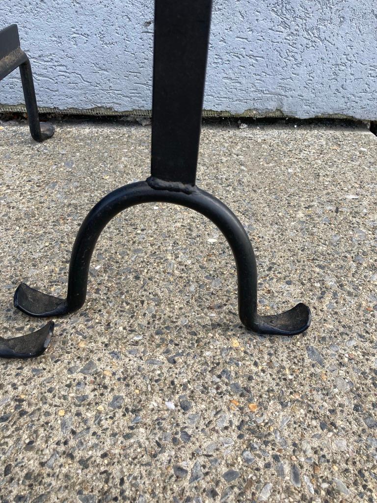 Pair Wrought Iron and Bronze Fox Head Andirons at 1stDibs