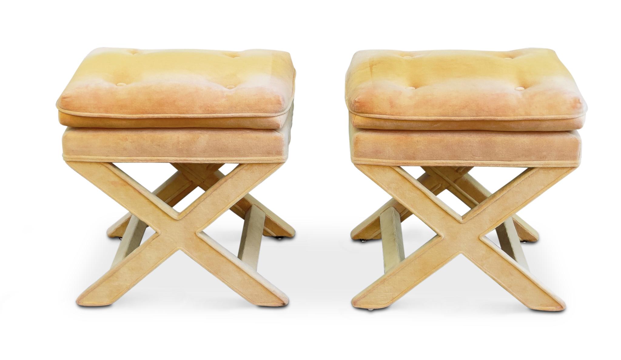 Pair X-Benches, Style of Billy Baldwin, circa 1960s or 70s, Original ...