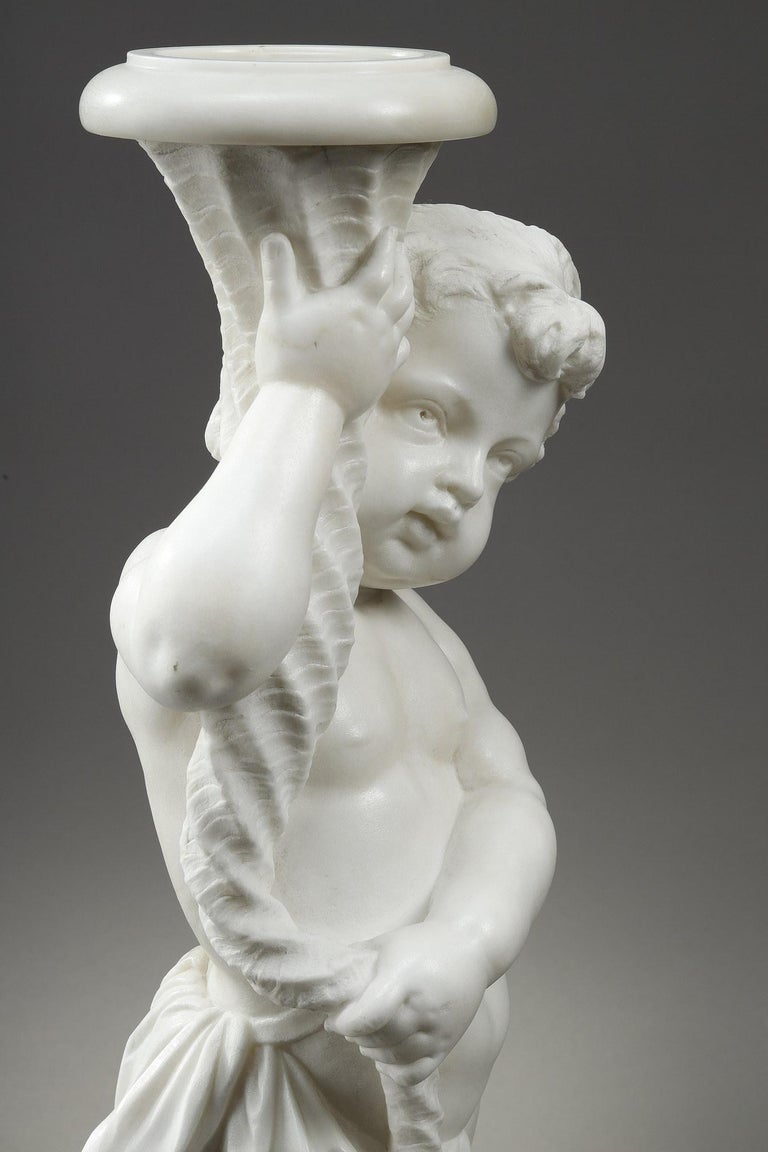 Pair of marble of Carrara Sculptures "Putti with Cornucopia" For Sale ...