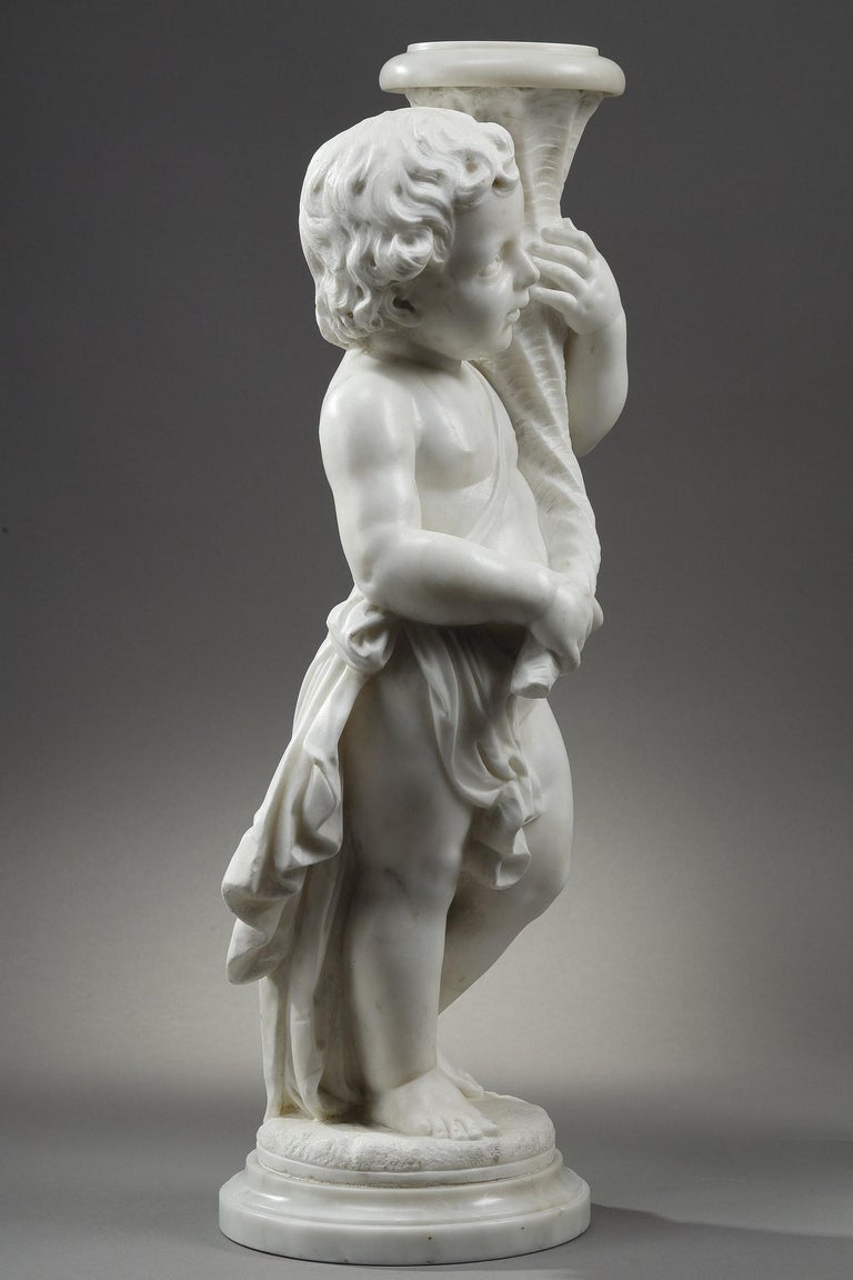 Pair of marble of Carrara Sculptures "Putti with Cornucopia" For Sale ...