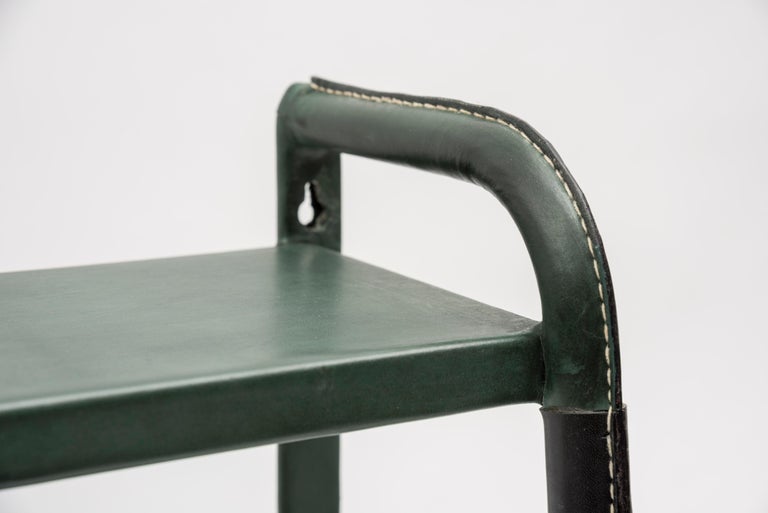 Pair of Stitched Leather Wall Book Shelves by Jacques Adnet at 1stDibs