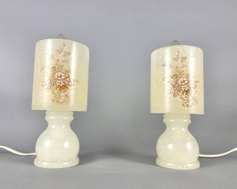 Paired Table Lamps Two Marble Vintage Lamps For Sale at 1stDibs