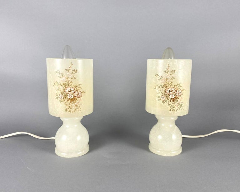 Paired Table Lamps Two Marble Vintage Lamps For Sale at 1stDibs