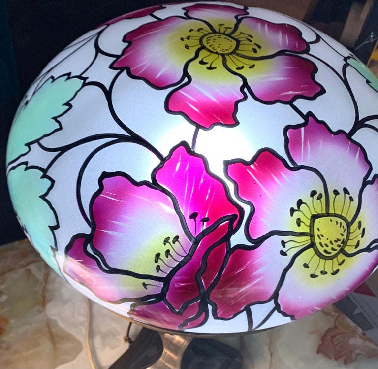Pairpoint Glass Co. Poppy Flower Stained Glass Table Lamp, Vienna Shade ...