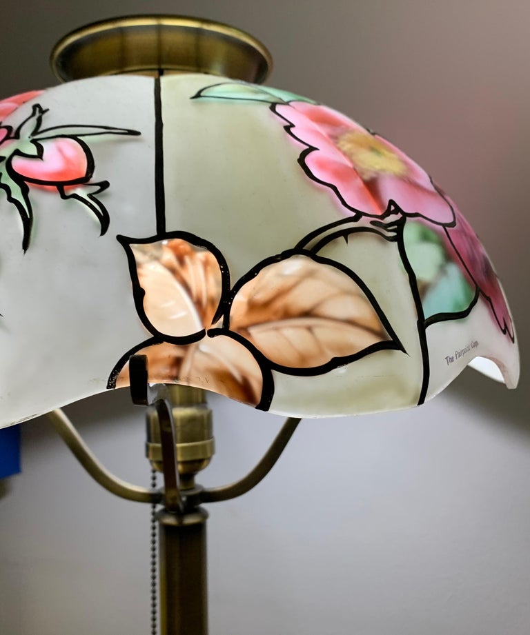 Pairpoint Glass Company Rose Floral Stained Glass Table Lamp, Vienna ...