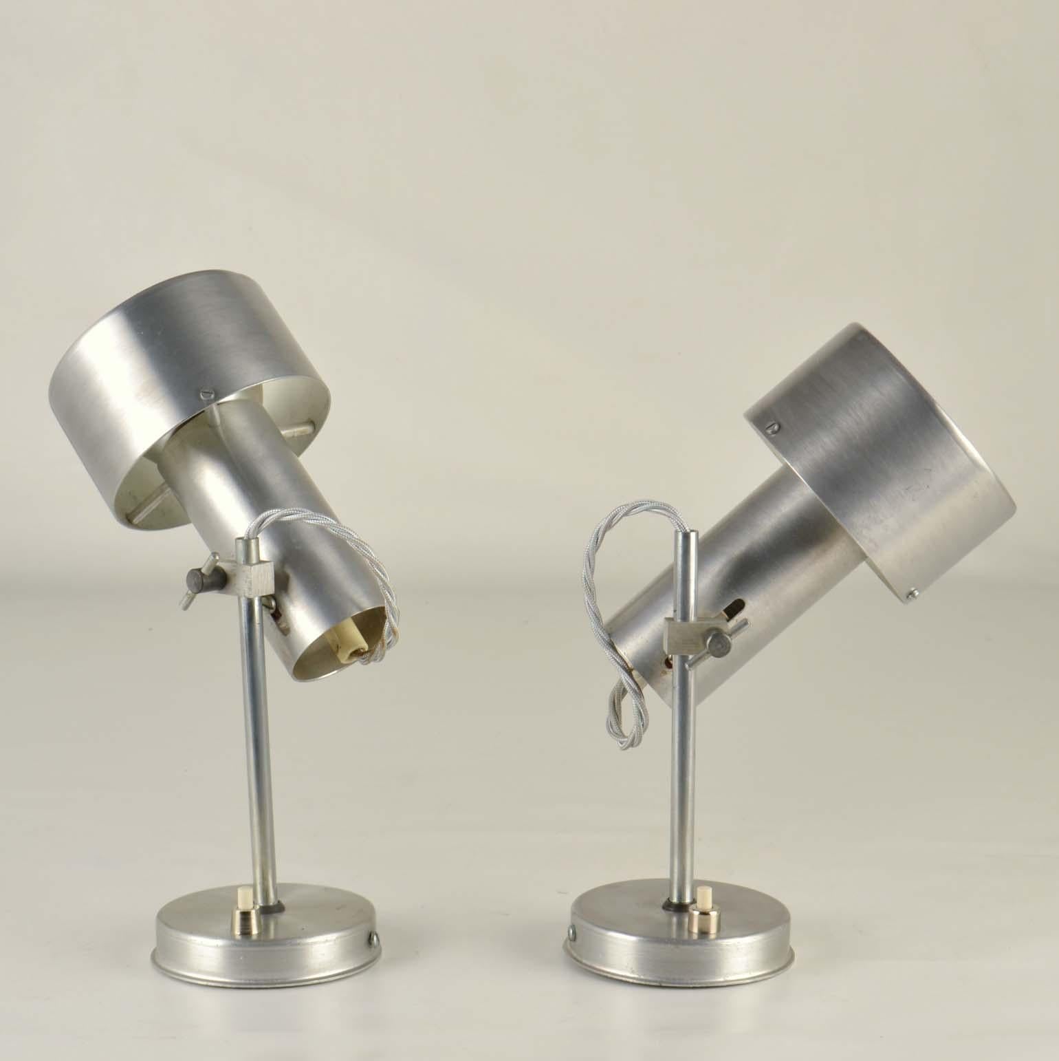 Pair of 1960s Aluminium Spot Lights by Prova, Italy For Sale at 1stDibs