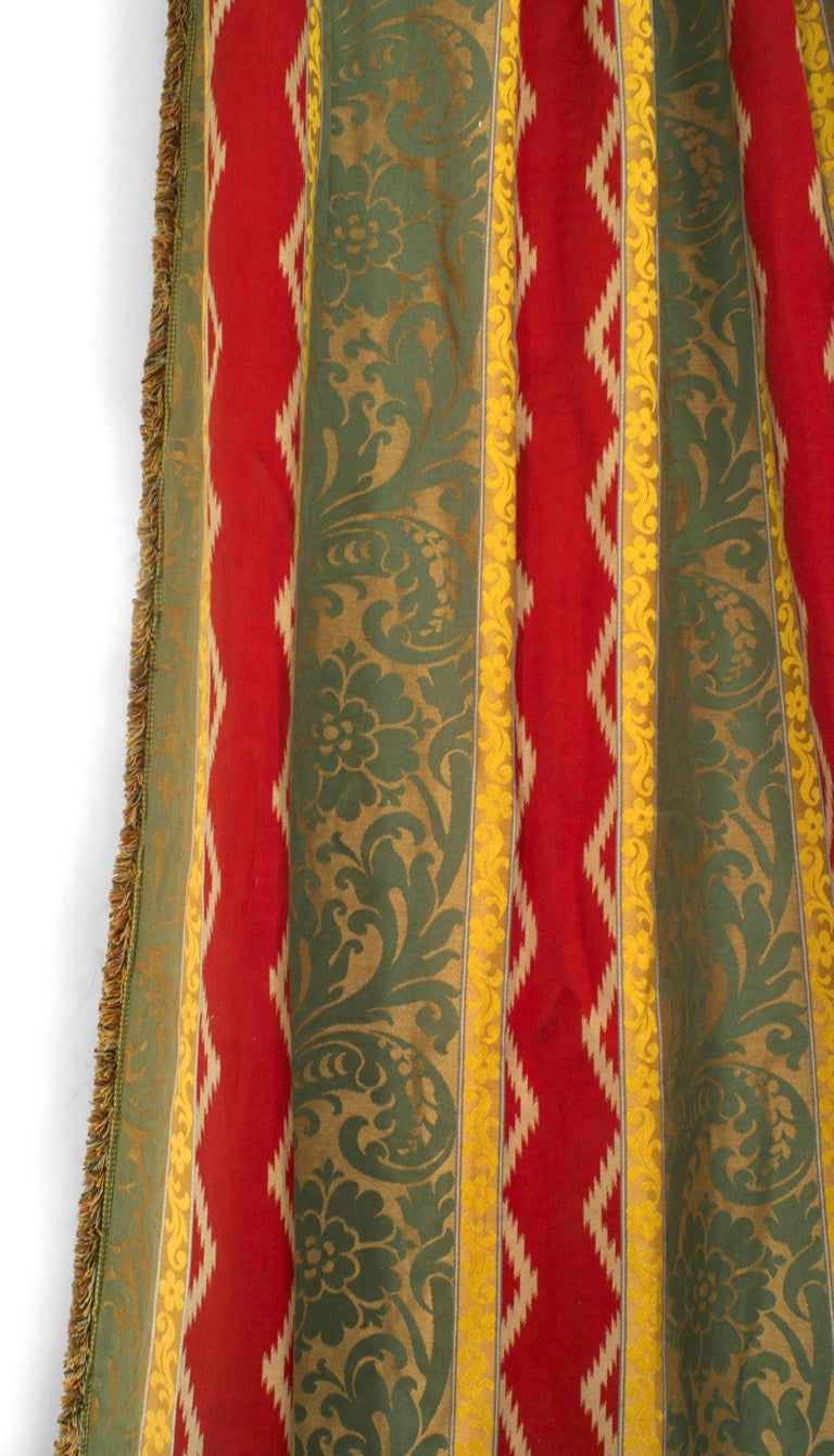 Pairs of French Victorian Damask Striped Drapes For Sale at 1stDibs