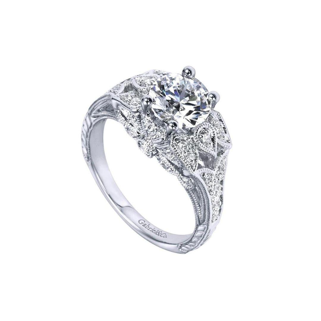 Paisley Filigree Design Diamond Engagement Mounting For Sale at 1stDibs
