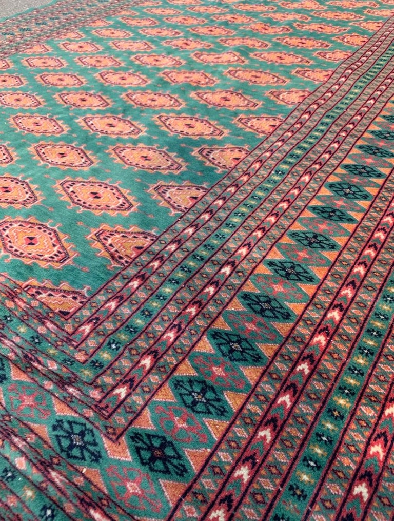 Pakistani Bukhara Carpet in Orange and Green from the 1970s For Sale at ...