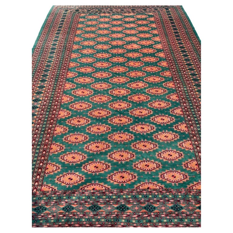 Pakistani Bukhara Carpet in Orange and Green from the 1970s For Sale at ...