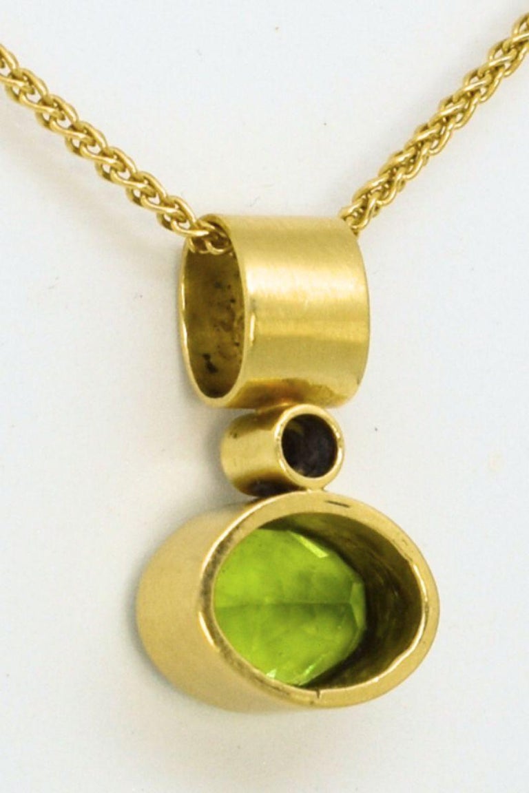 Peridot Diamond Minimalist Pendant, Lynn Kathyrn Miller, Lynn K Designs For Sale at 1stDibs
