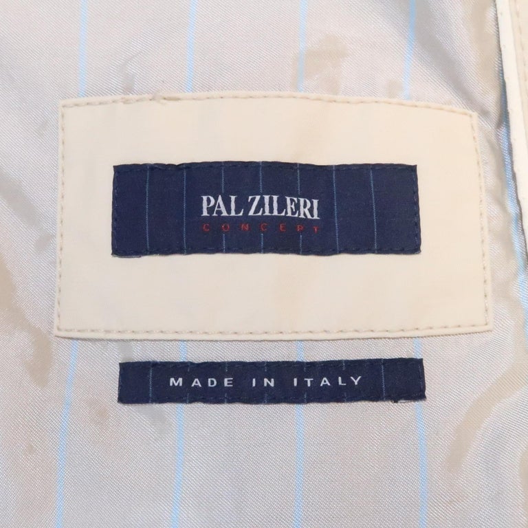 PAL ZILERI 40 Cream Cotton Blend Zip Up Jacket For Sale at 1stDibs