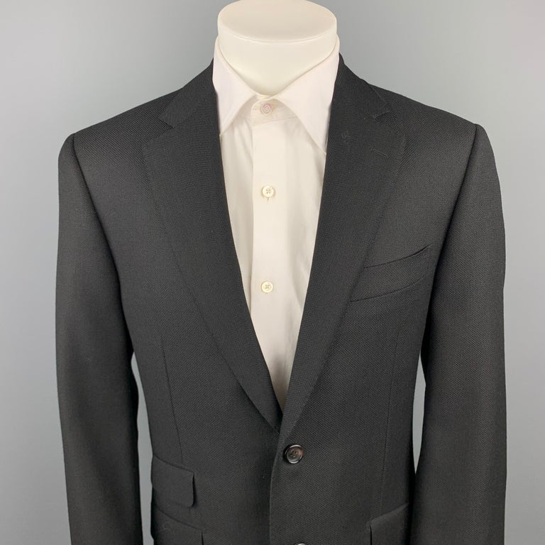 PAL ZILERI Size 40 Long Black Wool Notch Lapel Sport Coat at 1stDibs