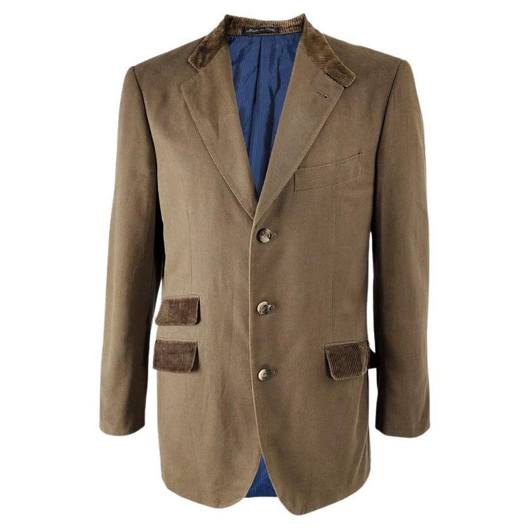 Pal Zileri Vintage Mens Brown Cotton and Needlecord Blazer Jacket Sport ...