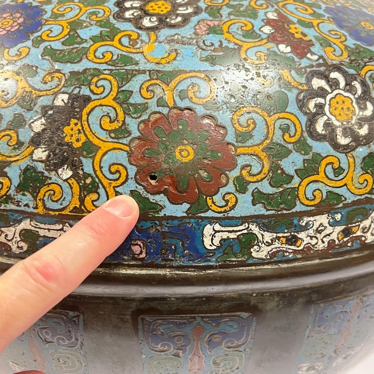 Palace Size Antique Chinese Archaic Style Champleve Bronze Floor Vase ...