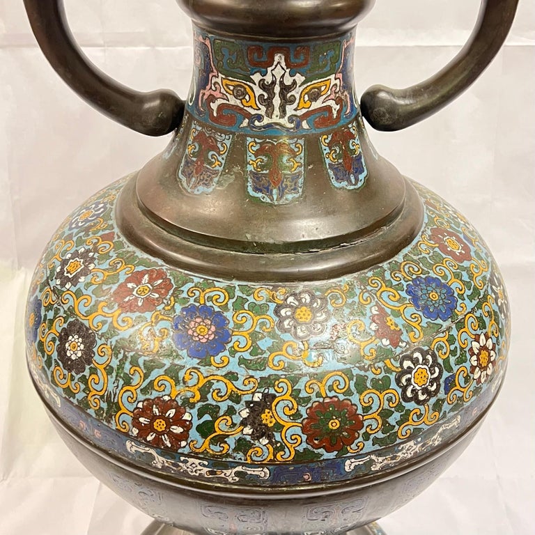 Palace Size Antique Chinese Archaic Style Champleve Bronze Floor Vase ...
