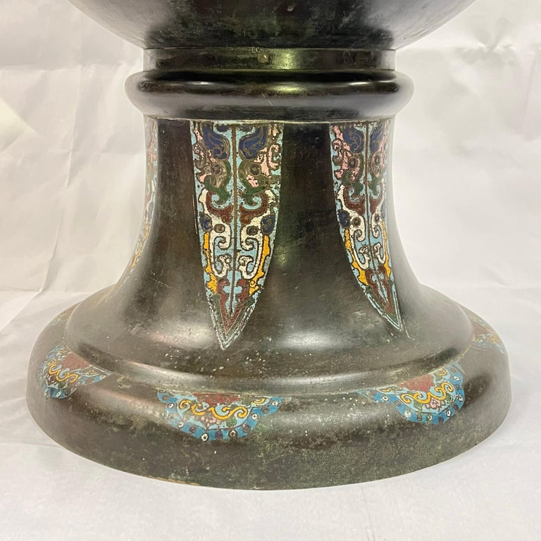 Palace Size Antique Chinese Archaic Style Champleve Bronze Floor Vase ...