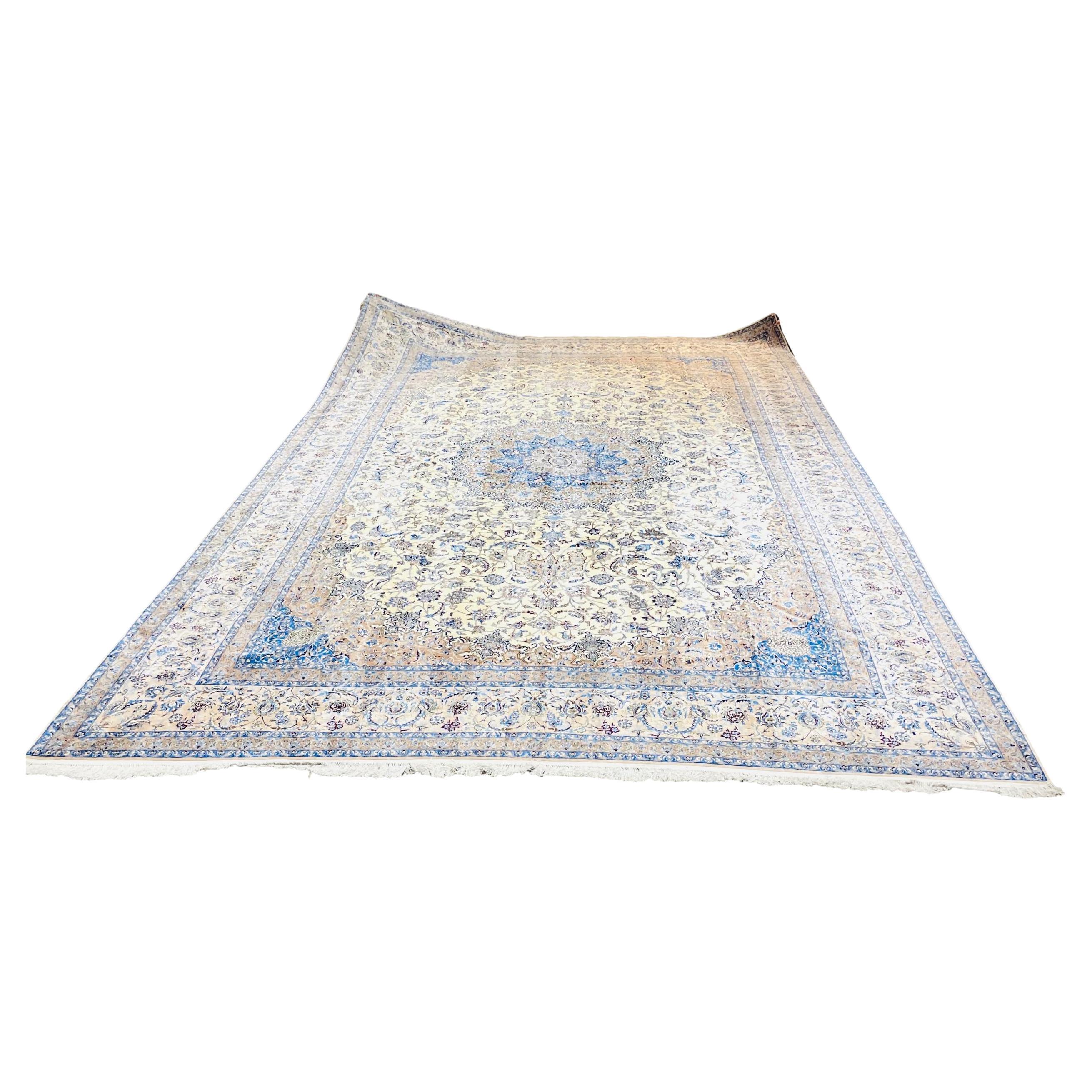 Palace Size Persian Hand Knotted 6La Nain 100% Silk Rug For Sale at 1stDibs