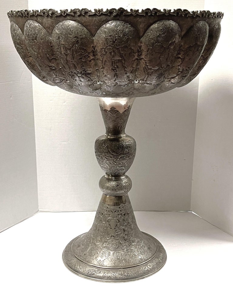 palace size Persian Repousse Silver Punch Bowl at 1stDibs