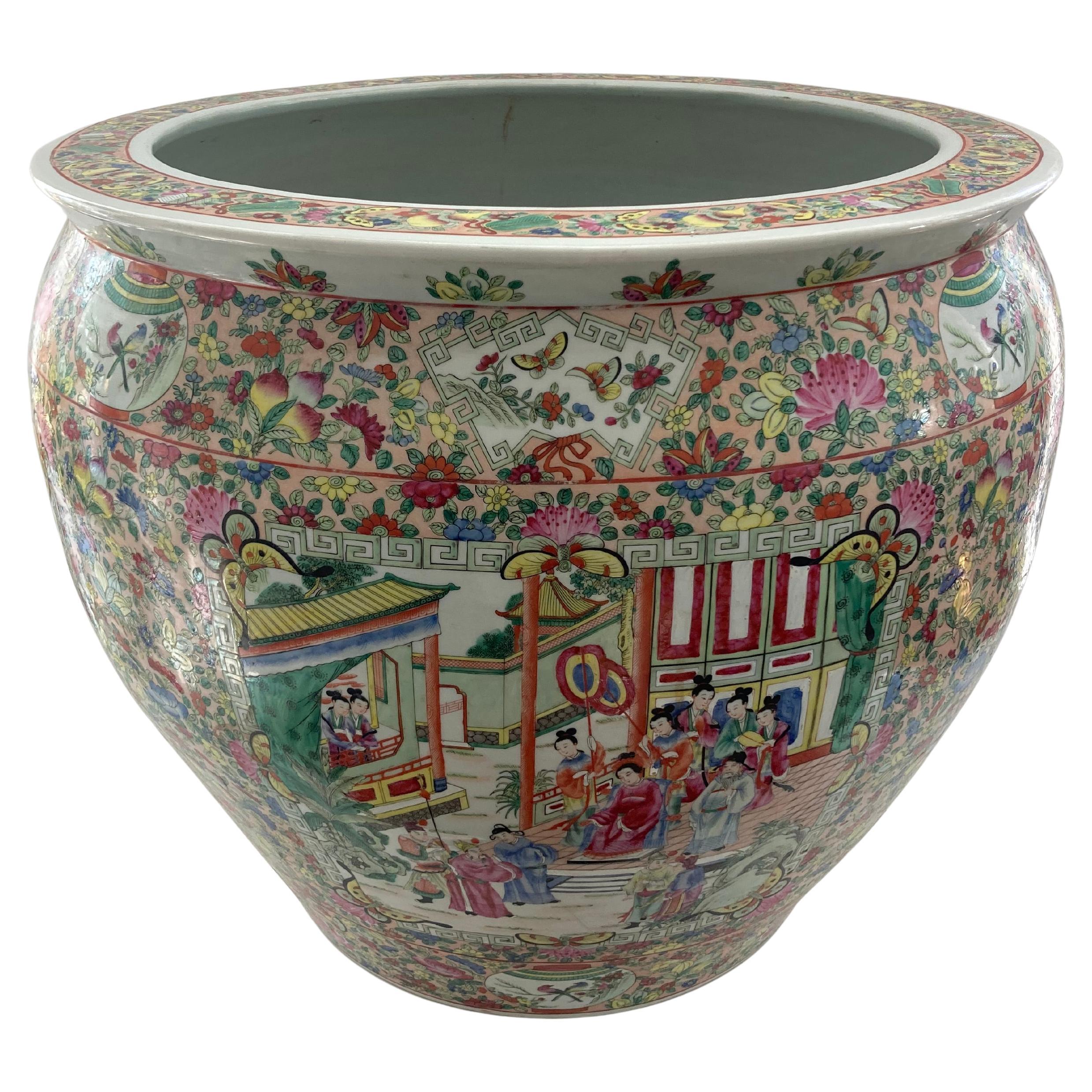 Palace Size Rose Medallion Fish Bowl Pot For Sale at 1stDibs