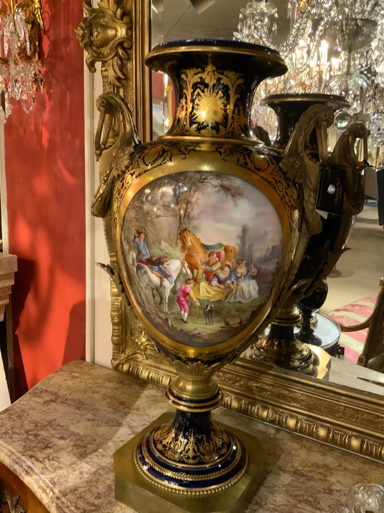 Palace Size Sevres Vase in Cobalt Blue with Gilt Bronze Mounts For Sale ...