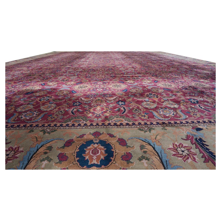 Early 20th Century 26'X42' Palace Sized Antique Laristan Wool Handmade ...