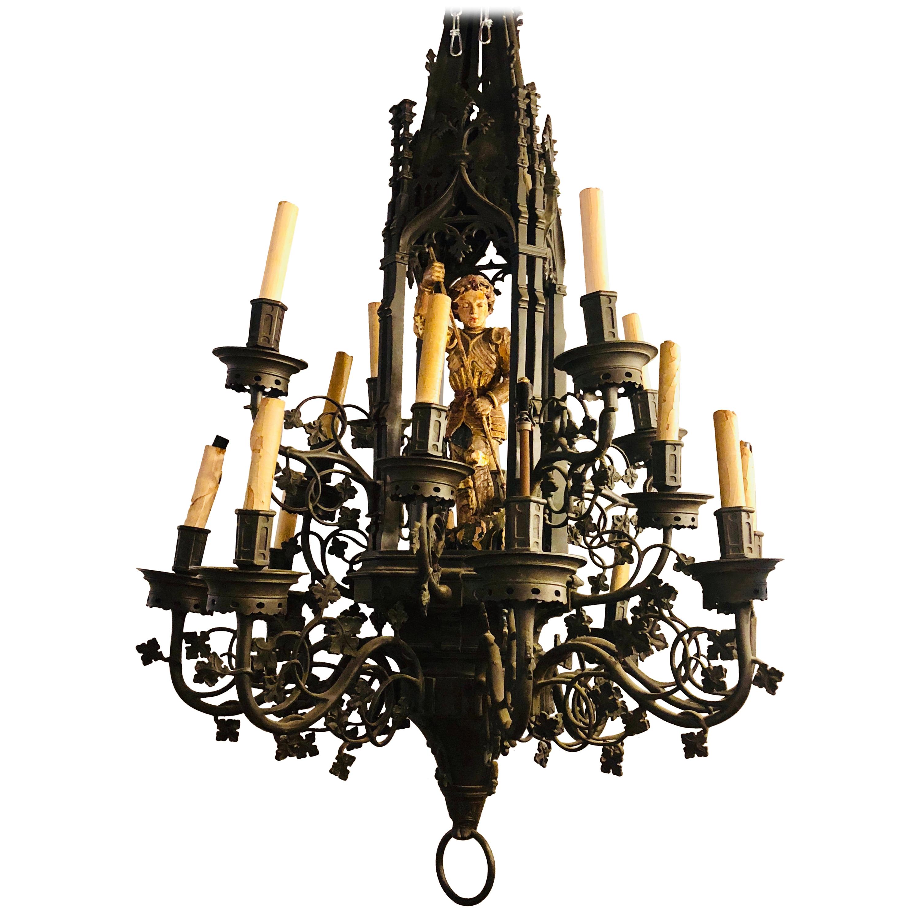 Carved Wooden S. American Folk Chandelier with Figures and Arches at ...
