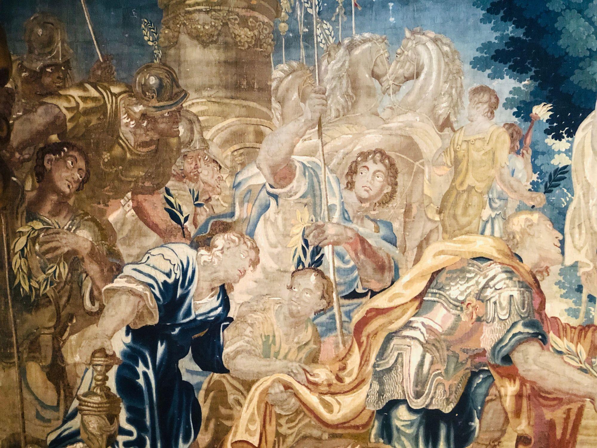 Palatial Flemish Tapestry, Daris at Constantinople, Wall Art, Silk ...