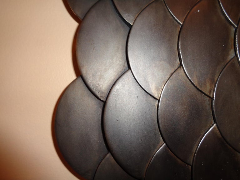 Palatial Modernist Steel Fish Scale Convex Wall or Console Mirror at ...