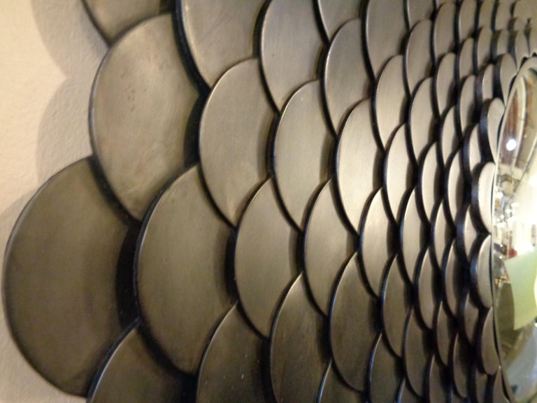 Palatial Modernist Steel Fish Scale Convex Wall or Console Mirror at ...