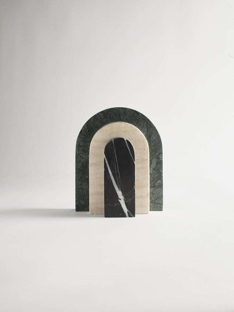 Palazzo Bookends Foresta Marble, Nero Marble and White Travertine by ...