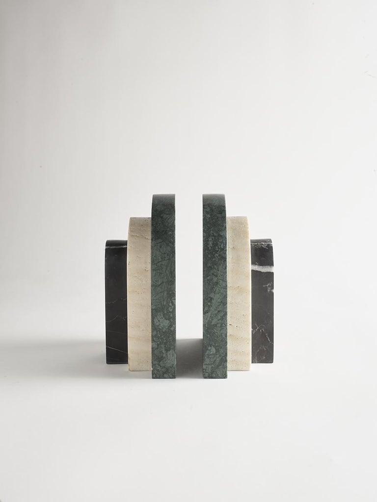 Palazzo Bookends Foresta Marble, Nero Marble and White Travertine by ...