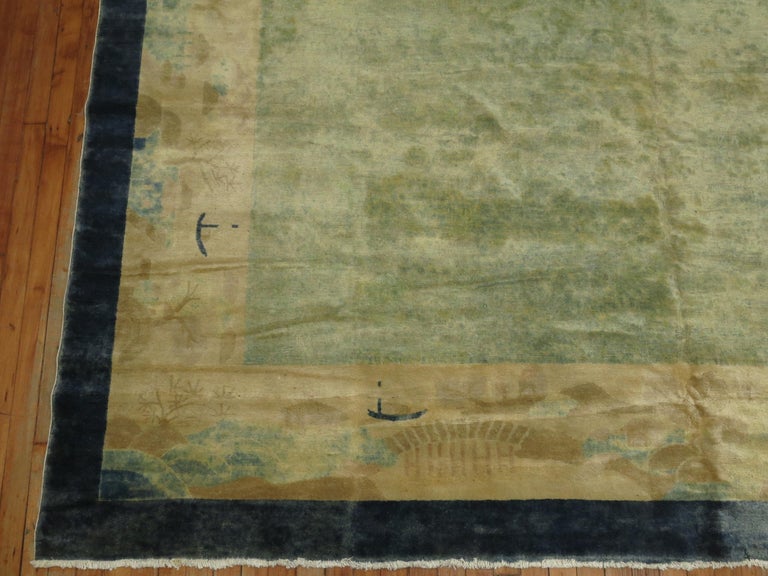 Pale Blue Antique Chinese Rug at 1stDibs