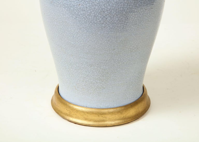 Pale Blue Craquelure Ceramic Table Lamp For Sale at 1stDibs