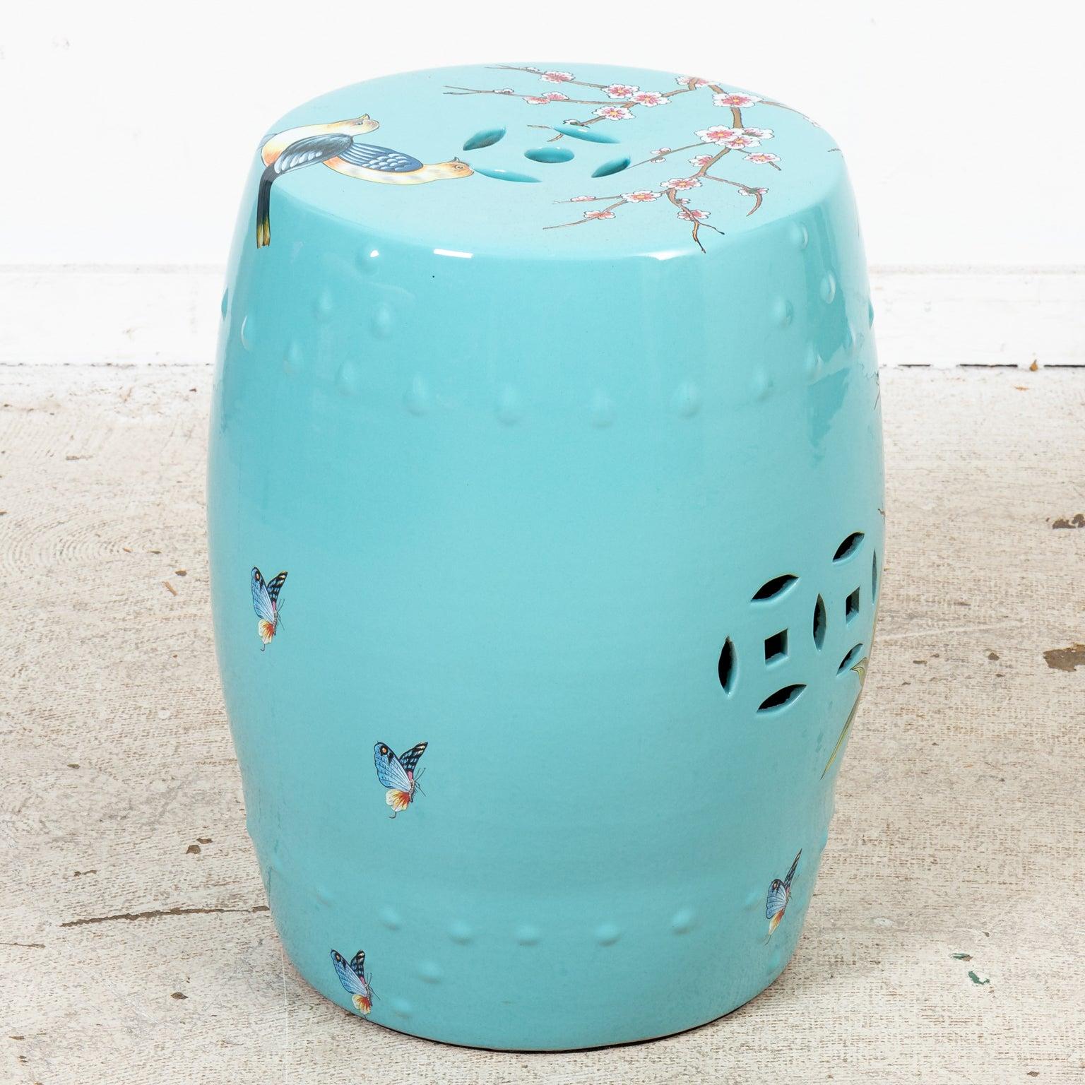 Pale Blue Pattern Garden Seat For Sale at 1stDibs