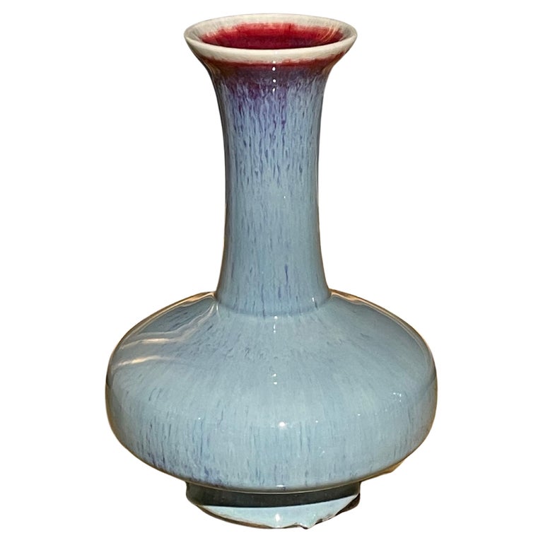 Pale Blue and Purple Speck Glazed Vase, China, Contemporary For Sale at ...