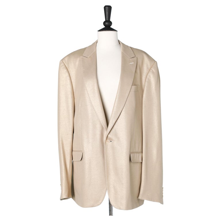 Pale gold cotton and lurex single breasted tailor jacket for men ...
