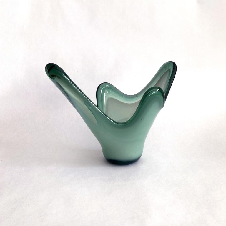 Pale Green Abstract Murano Style Bowl Centerpiece at 1stDibs
